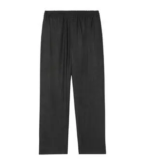 Burberry Wool-cashmere Straight Trousers - Grey