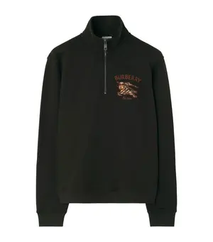 Burberry Cotton Ekd Quarter-zip Sweatshirt - Brown