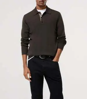 Burberry Wool Check-detail Long-sleeve Polo Shirt