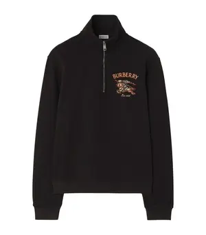 Burberry Cotton Ekd Quarter-zip Sweatshirt - Black