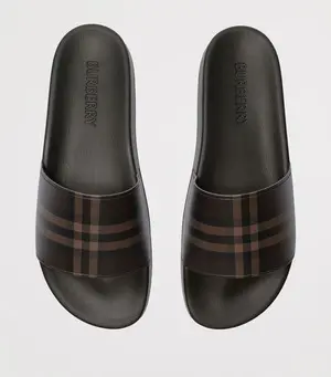 Burberry Check Slides - Brown
