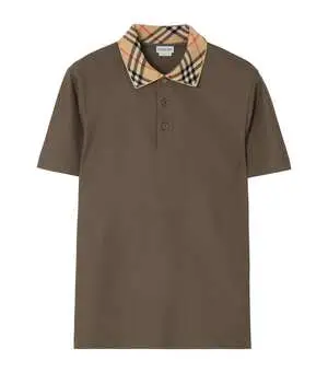Burberry Cotton Check-collar Polo Shirt - Brown
