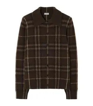 Burberry Cashmere Check Collared Cardigan - Brown