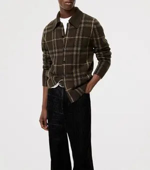Burberry Cashmere Check Collared Cardigan