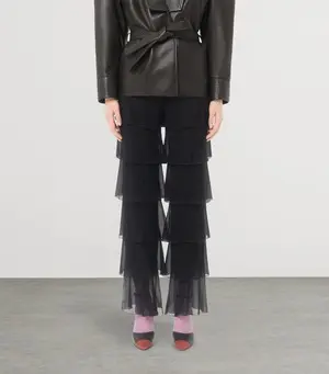 Valentino Garavani Silk Georgette Ruffled Trousers