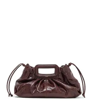 Maje Crackled Leather Milpli Clutch Bag - Brown