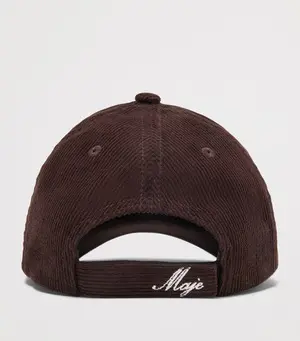 Maje Corduroy Logo Baseball Cap