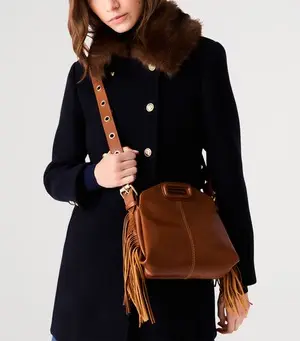 Maje Mini Leather Miss M Shoulder Bag - Beige