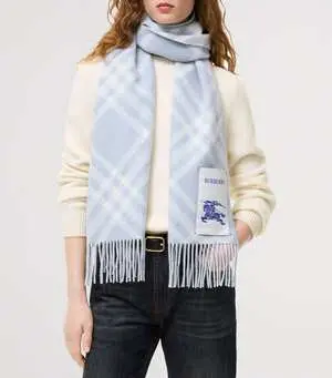 Burberry Cashmere Check Scarf - Blue