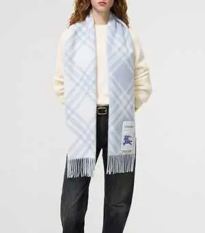 Burberry Cashmere Check Scarf - Blue