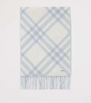 Burberry Cashmere Check Scarf - Blue