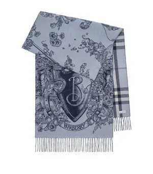 Burberry Cashmere Reversible Etched Knight Scarf - Blue