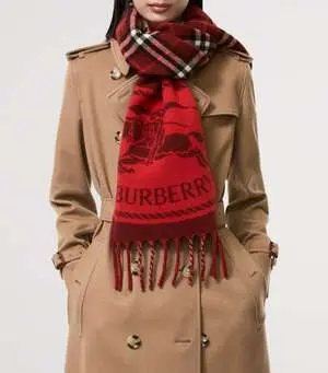 Burberry Cashmere Reversible Knight Stamp Scarf