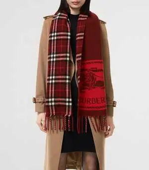 Burberry Cashmere Reversible Knight Stamp Scarf
