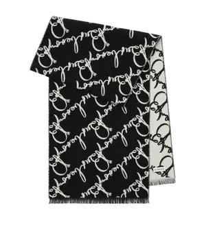 Burberry Wool Belt Logo Scarf - Black