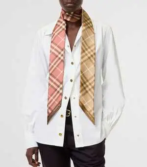 Burberry Silk Contrast Check Skinny Scarf