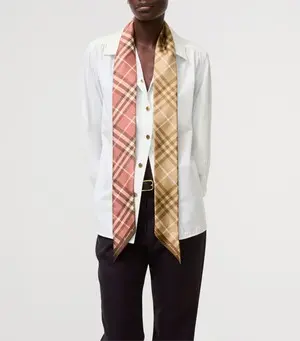 Burberry Silk Contrast Check Skinny Scarf