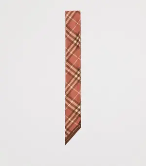Burberry Silk Contrast Check Skinny Scarf
