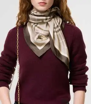 Burberry Silk Check Knight Stamp Scarf