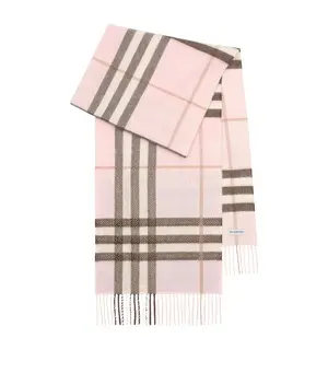Burberry Cashmere Embellished Check Scarf - Pink