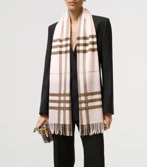Burberry Cashmere Embellished Check Scarf