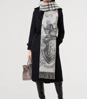 Burberry Cashmere Reversible Etched Knight Scarf