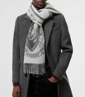 Burberry Cashmere Reversible Etched Knight Scarf