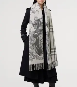 Burberry Cashmere Reversible Etched Knight Scarf