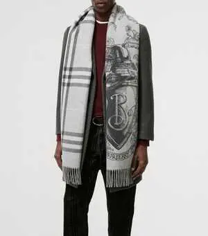 Burberry Cashmere Reversible Etched Knight Scarf