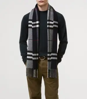 Burberry Cashmere Reversible Check Scarf - Grey