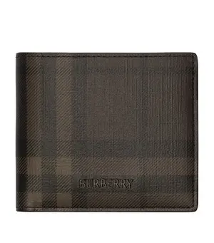 Burberry City Check Bifold Coin Wallet - Brown