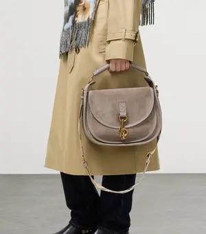 Burberry Small Suede B Clip Messenger Bag