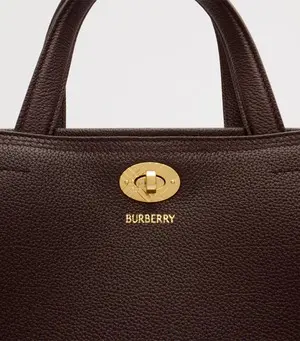 Burberry Small Leather Cotswolds Check Tote Bag