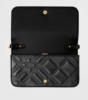 Burberry Check-embossed Leather Chain Strap Wallet