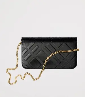 Burberry Check-embossed Leather Chain Strap Wallet