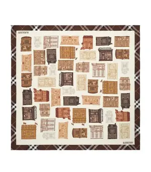 Burberry Silk Storefront Print Scarf - Brown