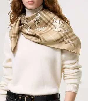 Burberry Silk Check Mates Scarf - Beige