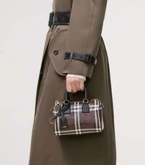 Burberry Mini Check Bowling Bag - Brown