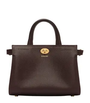 Burberry Mini Leather Cotswolds Check Tote Bag - Brown