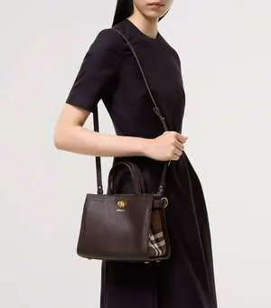 Burberry Mini Leather Cotswolds Check Tote Bag