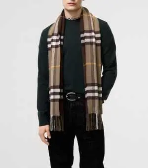 Burberry Reversible Cashmere Check Scarf - Brown