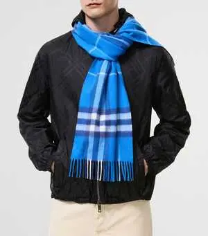 Burberry Cashmere Check Scarf - Blue