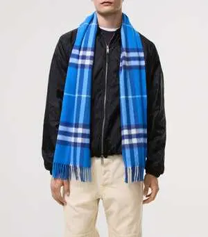 Burberry Cashmere Check Scarf - Blue