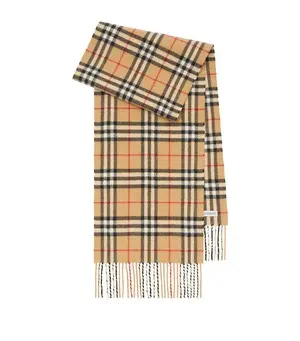 Burberry Cashmere-blend Sparkle Check Scarf - Beige