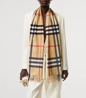 Burberry Cashmere Embellished Check Scarf