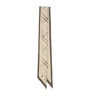 Burberry Silk Check Skinny Scarf - Grey