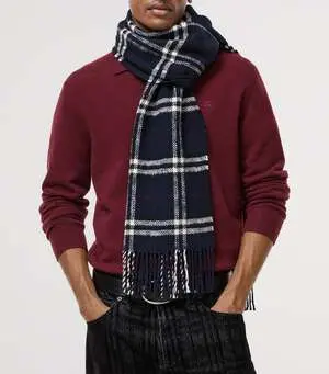 Burberry Wool-cashmere Check Scarf - Grey