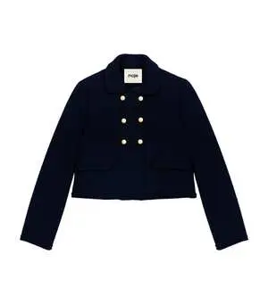 Maje Tweed Cropped Jacket - Blue