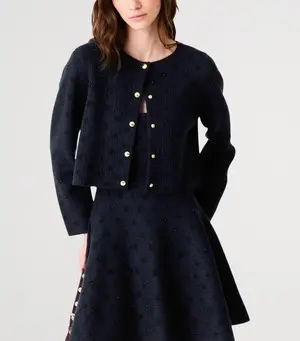 Maje Embellished Jacquard Cropped Cardigan