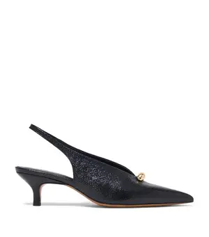 Maje Snakeskin-embossed Leather Slingback Heels 50 - Black